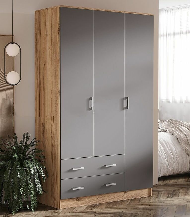 Шкаф 3-х ств Графит, Дуб Крафт 120 см