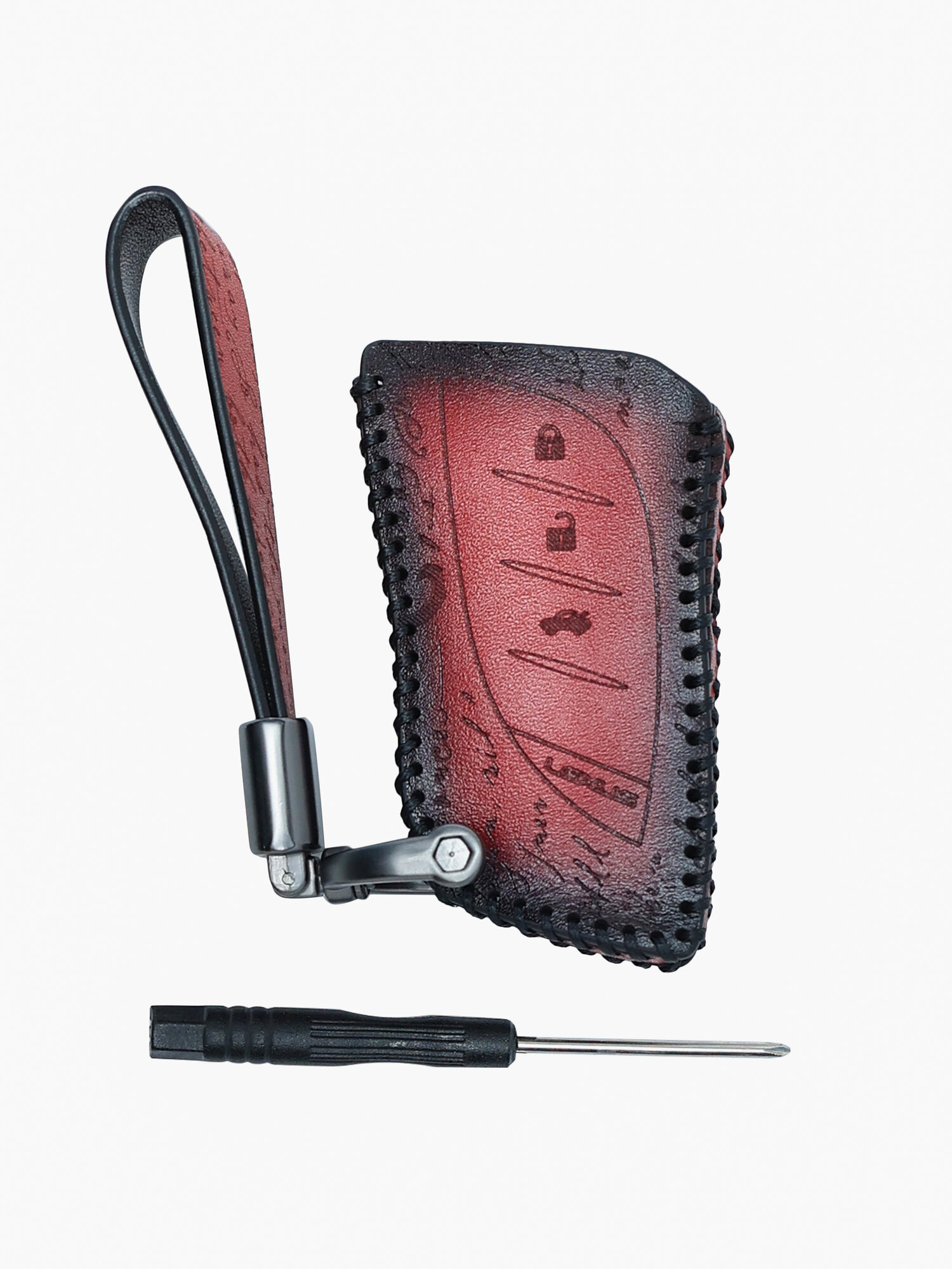 Чехол для автомобильного ключа Lexus (Лексус) Цвет Красный нить Черная