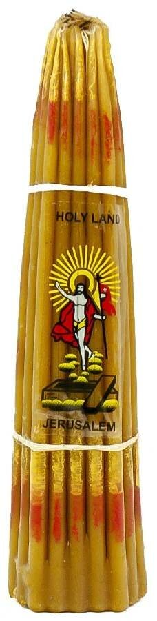 Восковые Иерусалимские свечи, обожжённые Благодатным огнём. Пучок 33 штуки.16 см