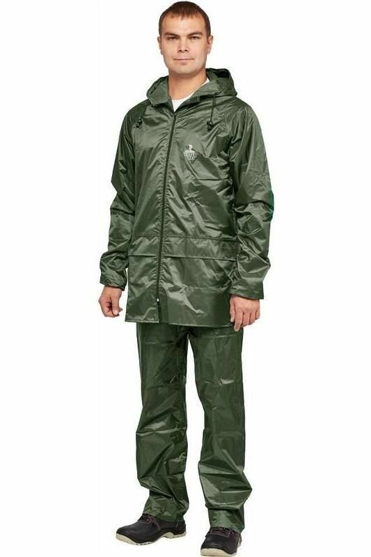Костюм влагозащитный зеленый с ПВХ-покрытием (куртка и брюки)/ Костюм ветровлагозащитный/ Дождевик