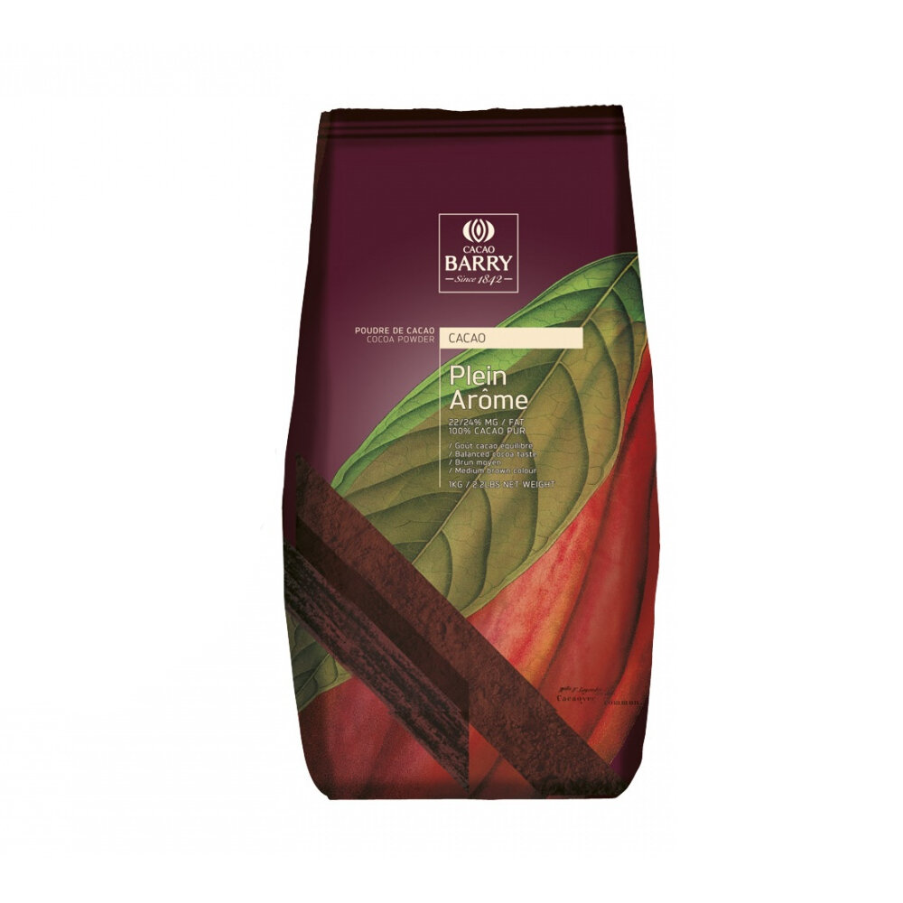 Какао-порошок алкализованный 22-24% Plein Arome Barry Callebaut, 1 кг. (Набор из 1 шт.)