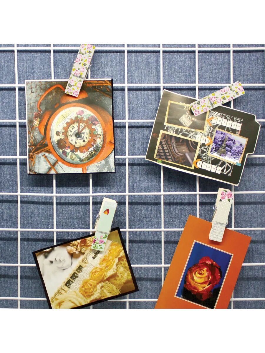 Прищепки декоративные широкие "Шебби-шик", 4 штуки, 7,2 см,