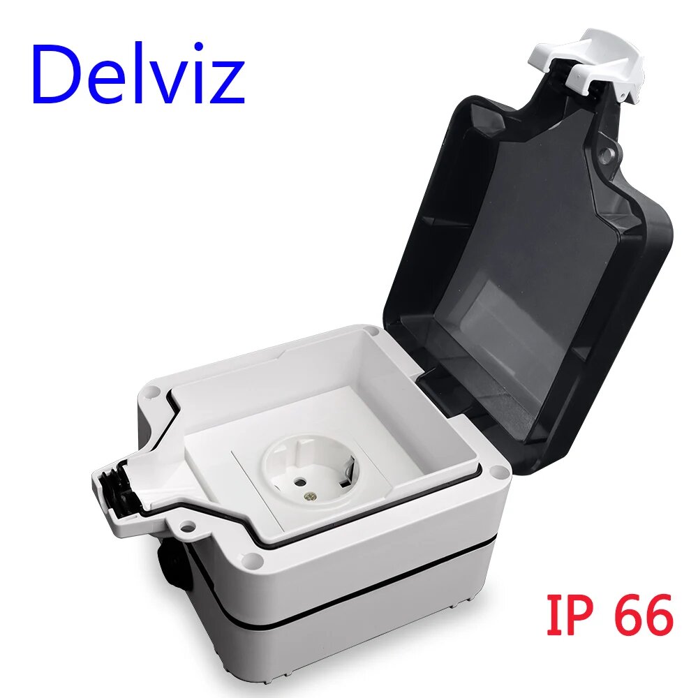 DELVIZ Водонепроницаемая розетка IP66, белый