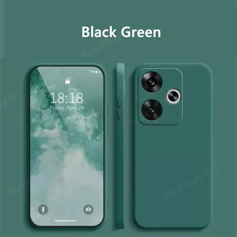 Чехол Poco F6 BlackGreen, темно-зеленый, силикон