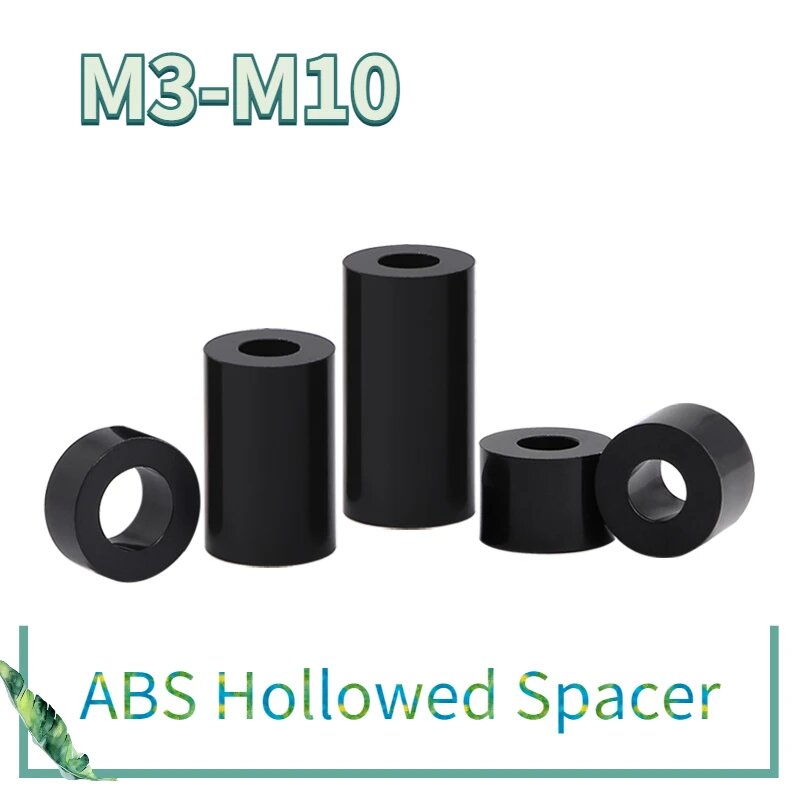 Шайбы черные ABS круглые полые 10/20/50 шт. M3 M4 M5 M6 M8 M10 ID5.4x OD.9 (20pcs), 6mm