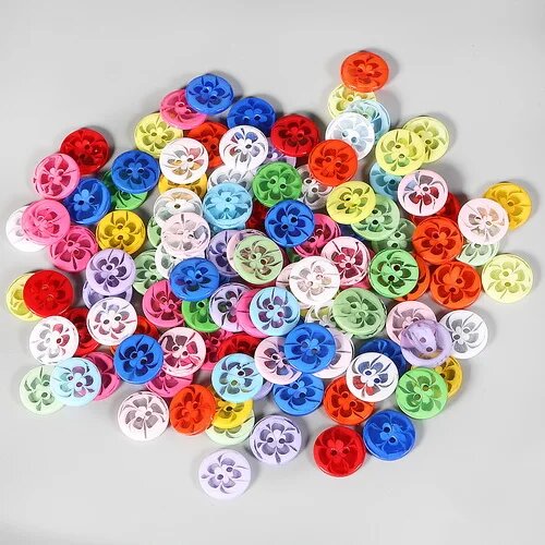 Пуговицы Mixed Color канифольные 2-отверстия 14 мм, 100 шт.