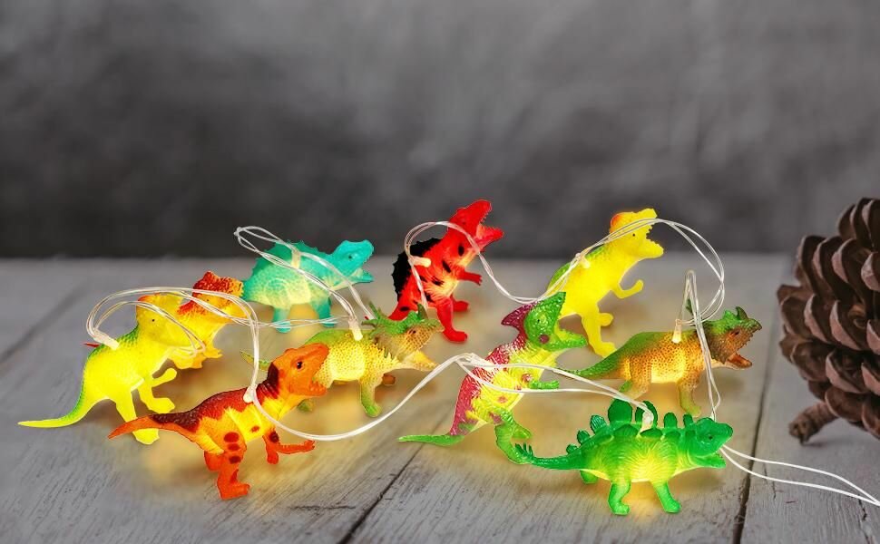 Гирлянда с 10 светодиодами в виде динозавров, для детской комнаты