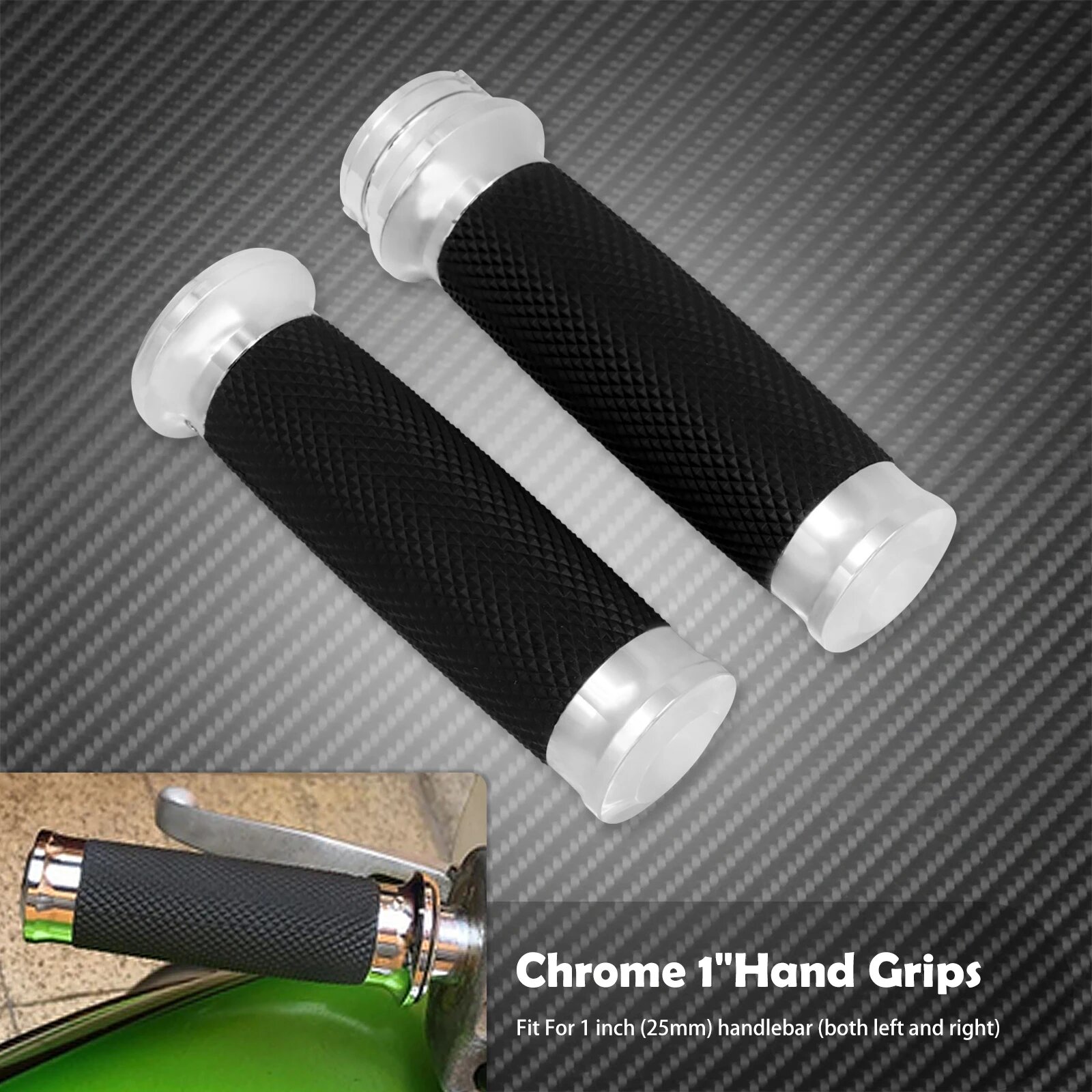 MACTIONS Мотоцикл грипсы 1 "25-миллиметровые черные ручные рукоятки для Harley Sportster 883 1200 XL XR Custom Nightster Roadster Softail Heritage Breakout Touring Рукоятки Dyna VRSCA для руля Темно-зеленый, Chrome Hand Grips