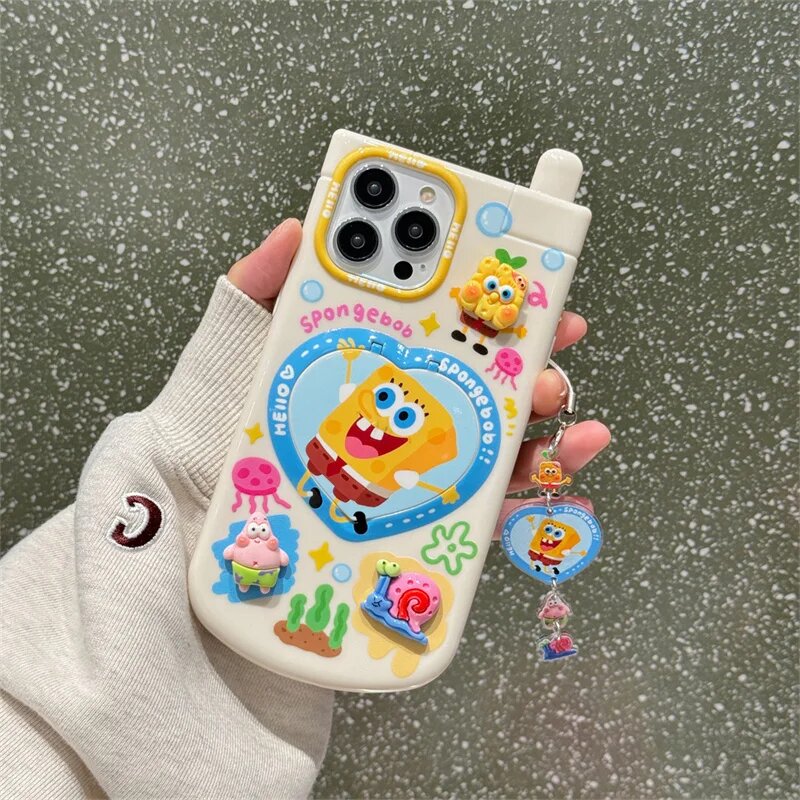 Чехол для телефона с забавным рисунком Губки Боб Квадратные Штаны со шнурком для IPhone 16, 15, 14, 13, 12, 11 Pro Max Big Brother, задняя защитная крышка 2, For iPhone 15