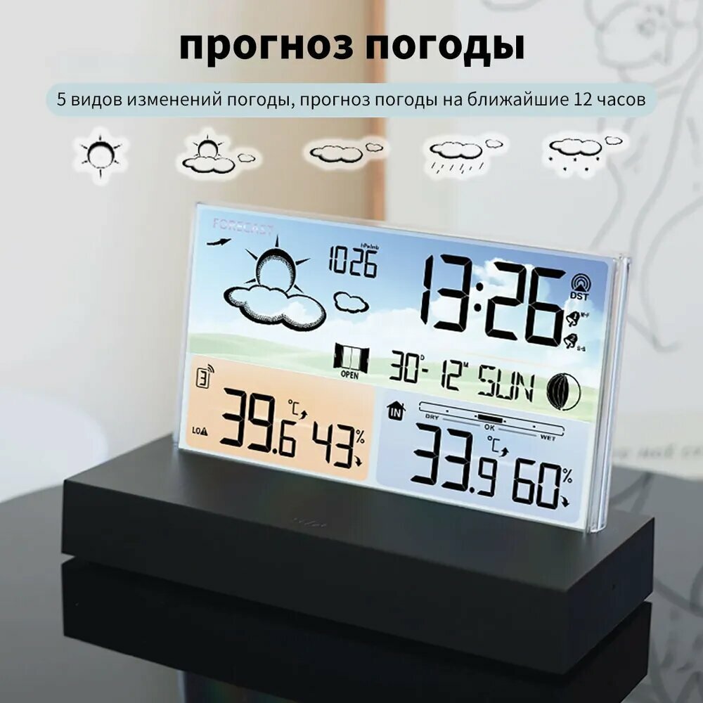 Термометр с выносным датчиком метеостанция домашняя Погодная станция, Внутренний и наружный термометр и гигрометр Домашний измеритель погоды