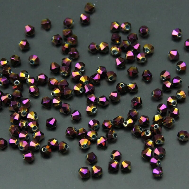 BTFBES кристаллы бусины биконусные 4 мм 100 шт Фиолетовый, 106 Yellow purple