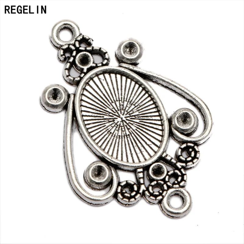 REGELIN Основы для кабошонов, античная бронза/античное серебро, 14*10 мм, 20 шт.