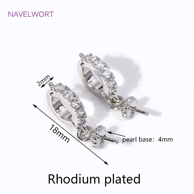 Серьги NAVELWORT, 18 мм, Rhodium Plated, 6 шт.