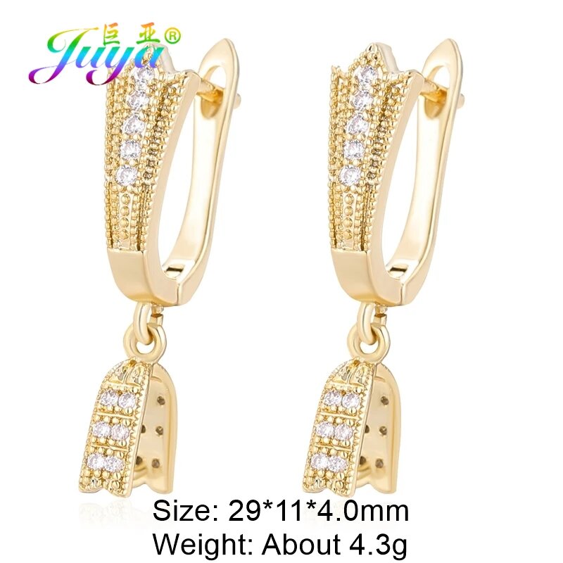 Juya серьги-кольца из меди с цирконием, Gold, 2 Pairs-4 Pieces