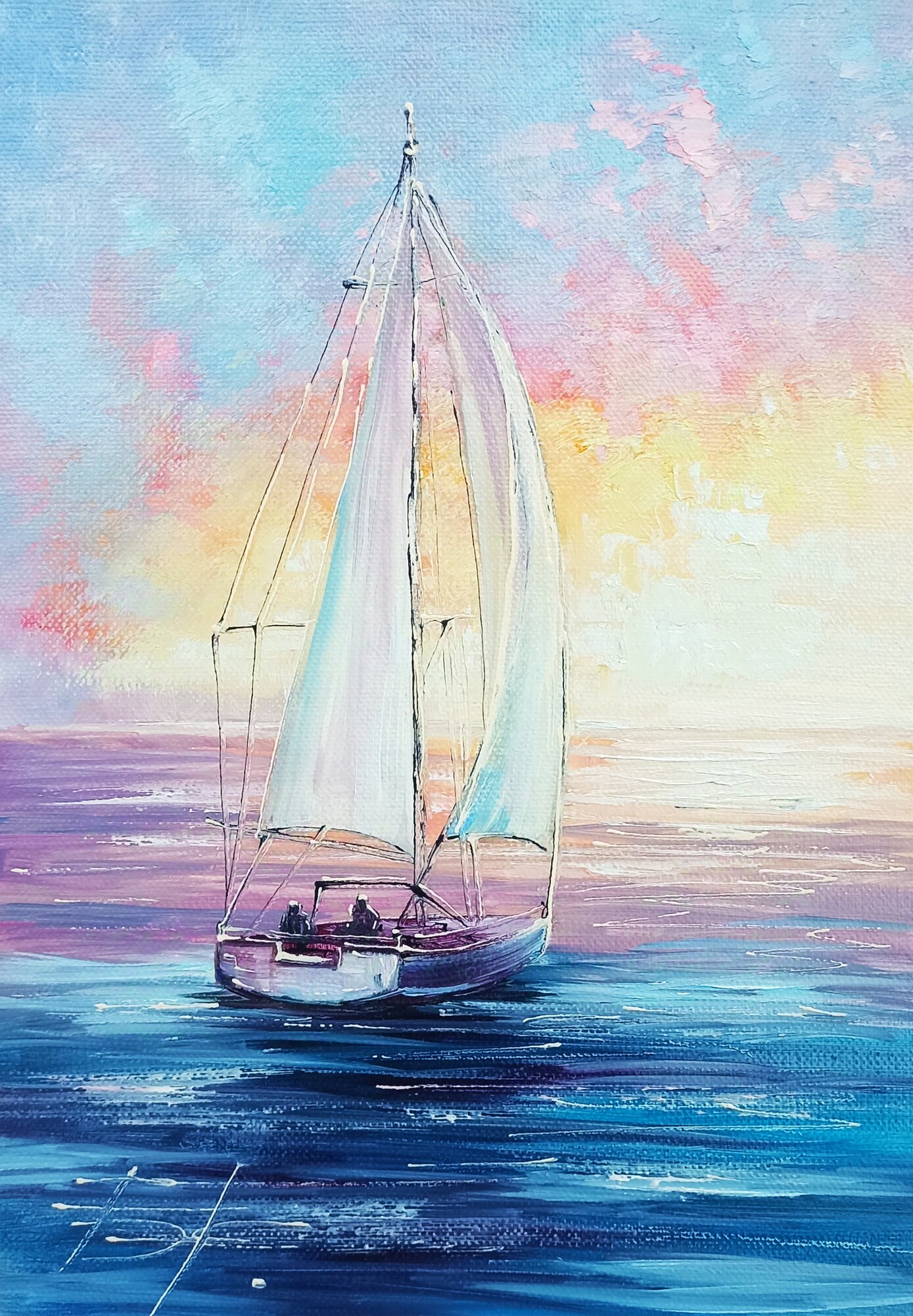 Морской пейзаж. 100% ручная работа. Картина маслом на холсте от Художественной мастерской Грëзы. 100% живопись. 20х30 см