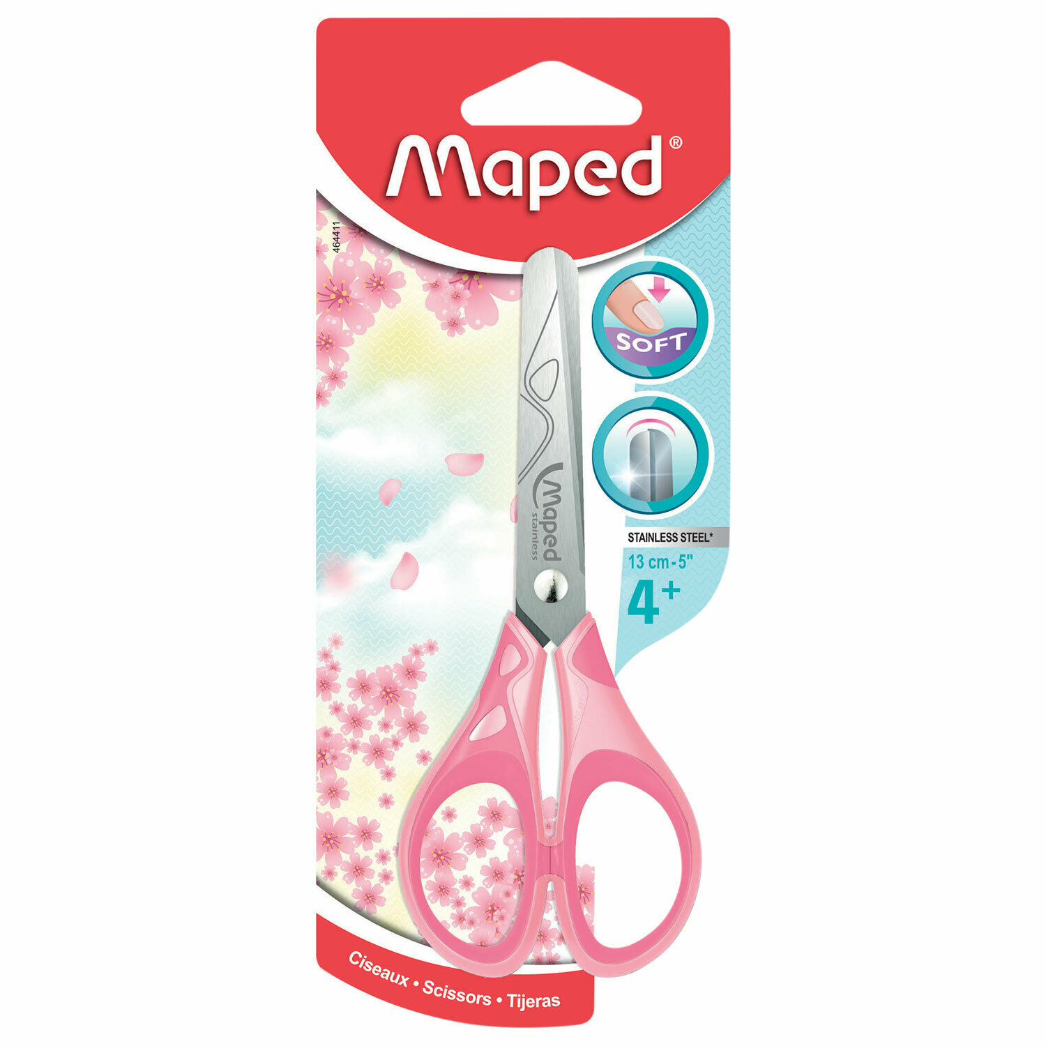 Упаковка 12 шт. Ножницы MAPED (Франция) "Essentials Soft", 130 мм, закругленные, цвет ассорти, 464411