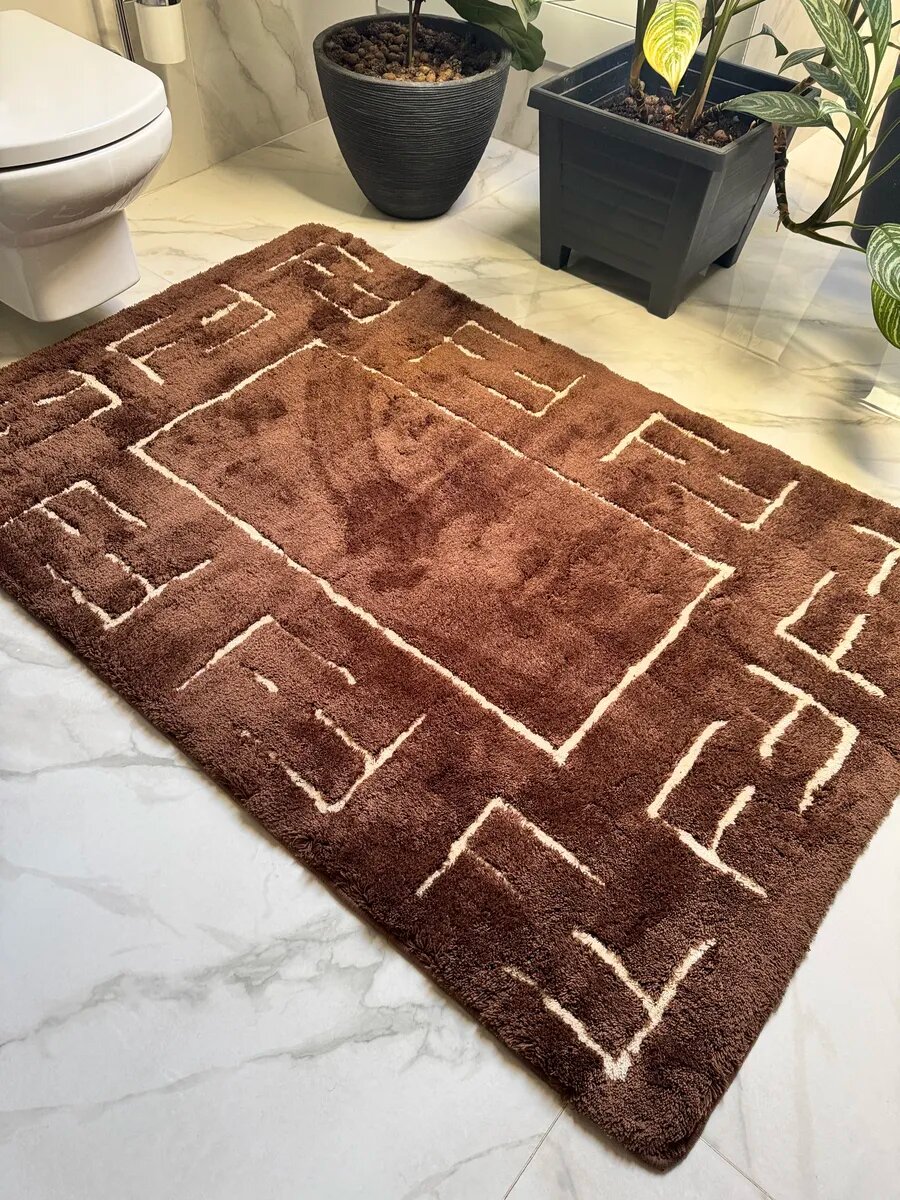 Коврик для ванной и туалета Natali's Carpets, акрил, искусственная шерсть, текстиль, нескользящий, круглый, 70x110 см