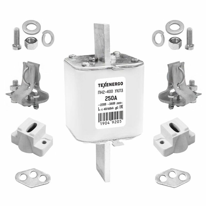 Плавкая вставка ПН2 400/250А в комплекте с контакт основанием (держателем) и крепежными деталями PLPN2-400-250