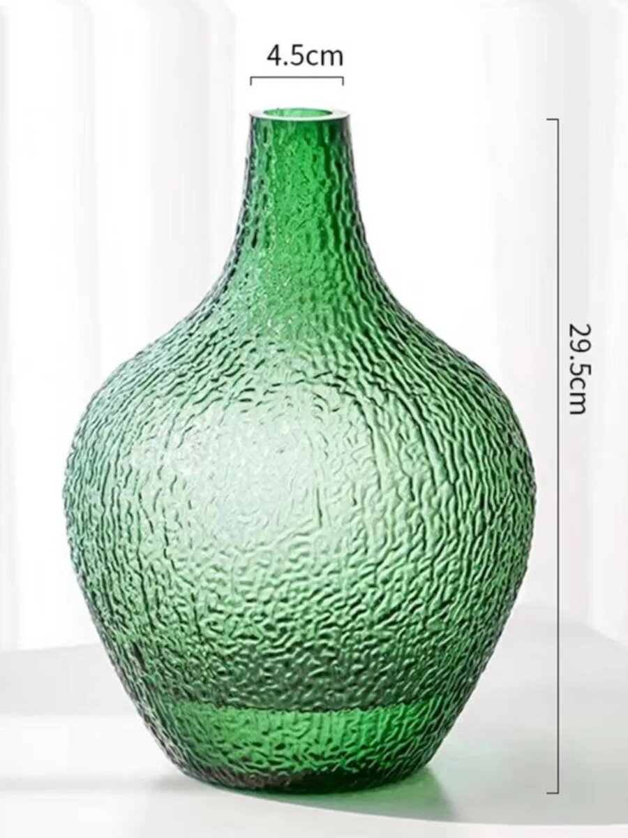 Ваза зеленая декоративная 29.5см 5л стеклянная