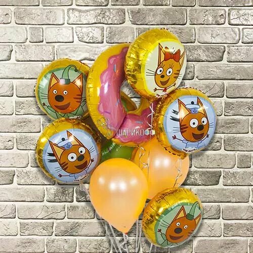 Композиция из шаров на День Рождения "Три Кота"