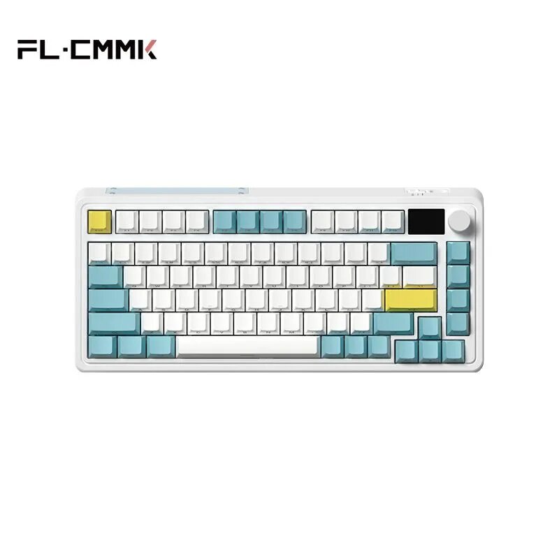 Игровая клавиатура беспроводная CMK75, (Kailh Brown), Английская раскладка, белый, голубой