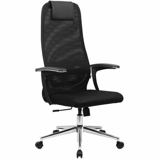 Кресло офисное Brabix PREMIUM "Ultimate EX-801" хром, плотная двойная сетка Х2, черное, 532917