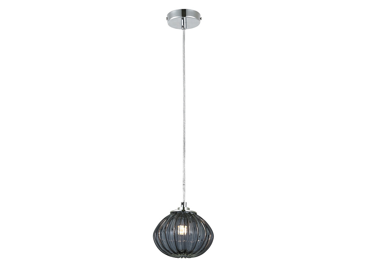 Donolux Classic подвес, стекло серого цвета, диам 14 см, выс макс 120 см, 1xG9 40W, цвет арматуры хром