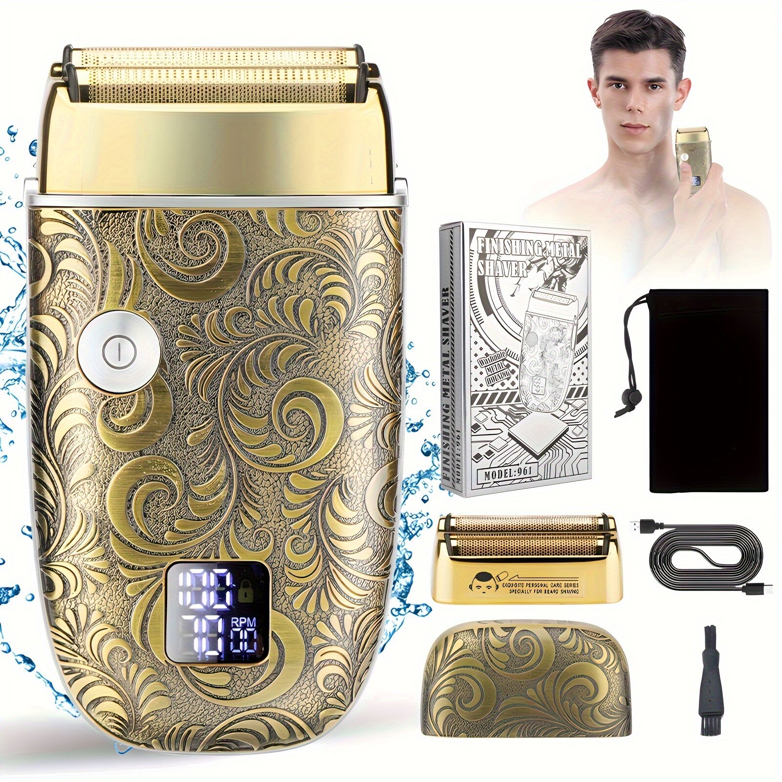 Электрические бритвы для мужчин, регулируемая скорость, двойная фольга для бритья бороды и лысой головы, перезаряжаемая бритва с аккумулятором большой емкости, идеальный подарок для мужчин.