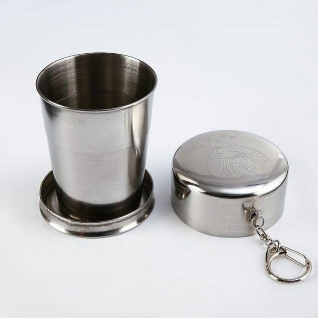 Складной стакан с карабином "СССР" 150 мл, d:5 см