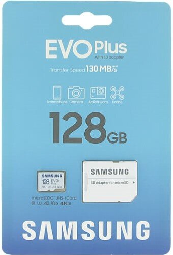 Карта памяти Samsung MB-MC128KA, microSD, 128 GB, Class 10, адаптер в комплекте