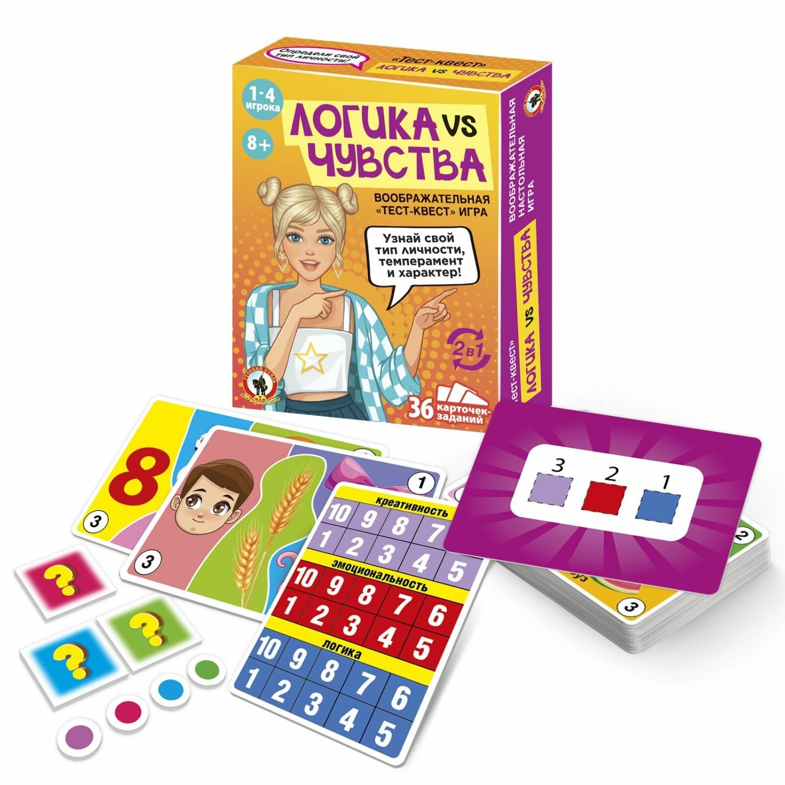 Настольная игра Русский стиль "Тест-квест", Логика vs чувства, 36 карточек (04383)