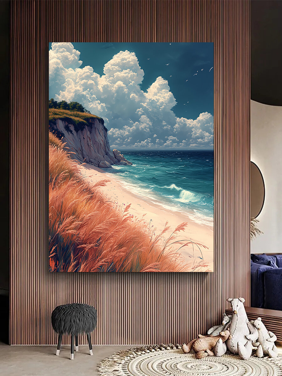 Пейзаж / природа, картина лес / река, 20х30 см, горы, море