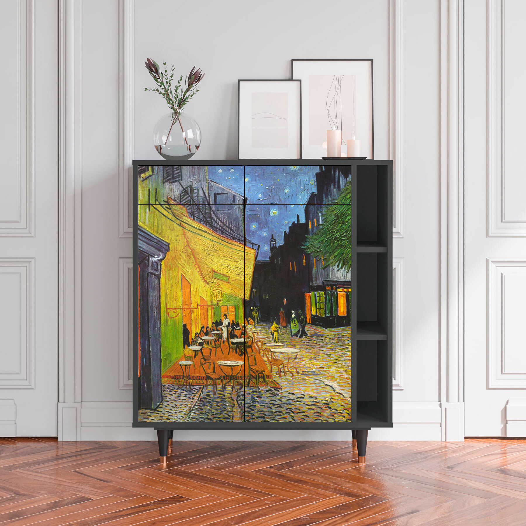 Комод - STORYZ - BS6 Café Terrace at Night by Vincent van Gogh, Размер - 94 x 110 x 41 см, Цвет корпуса - , Антрацит