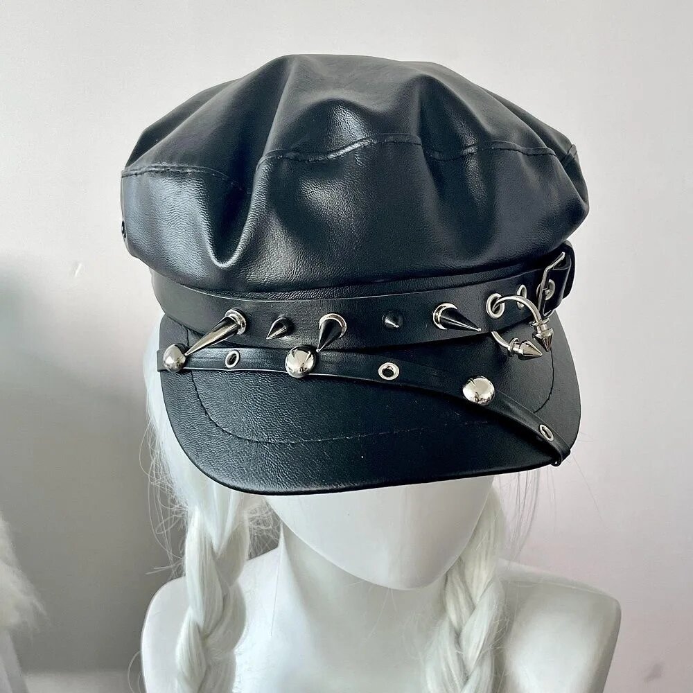 Плоская кепка из искусственной кожи Harajuku