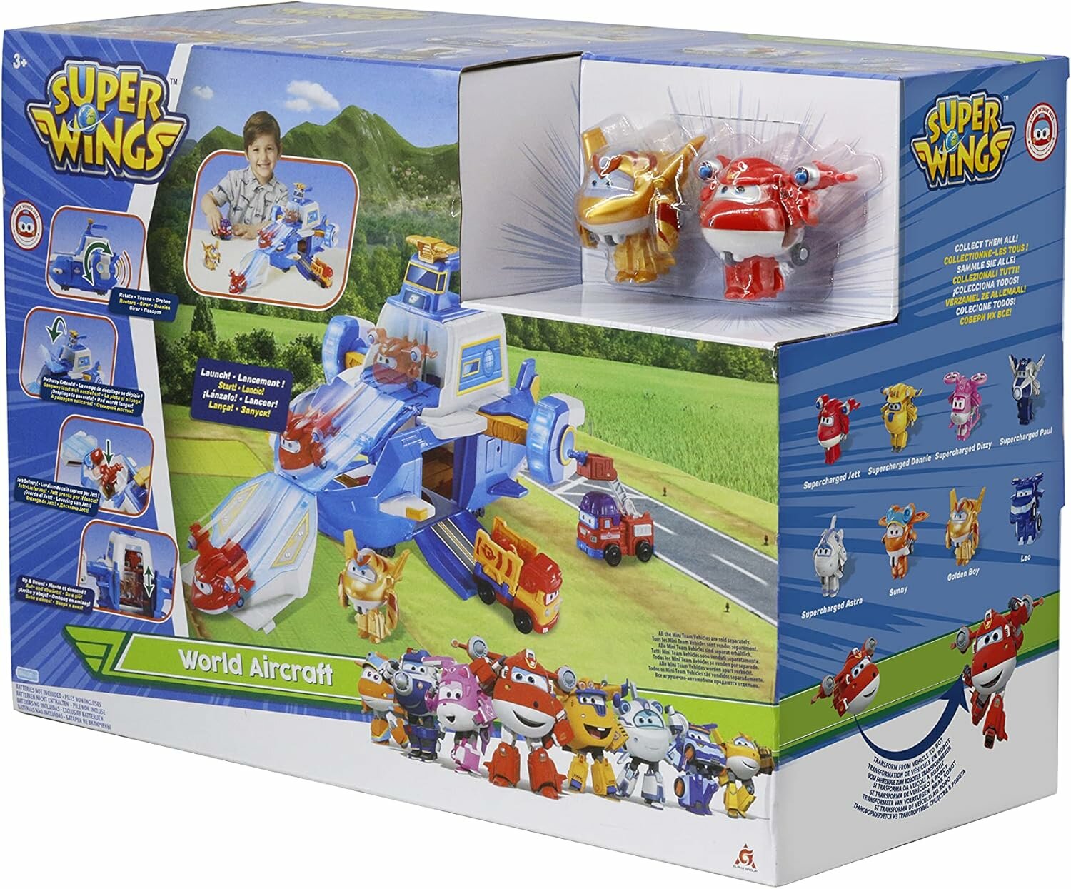 Игрушечный транспорт Super Wings Супер Крылья - Набор Аэропорт с 2 персонажами: Джетт и Голден - 740831A