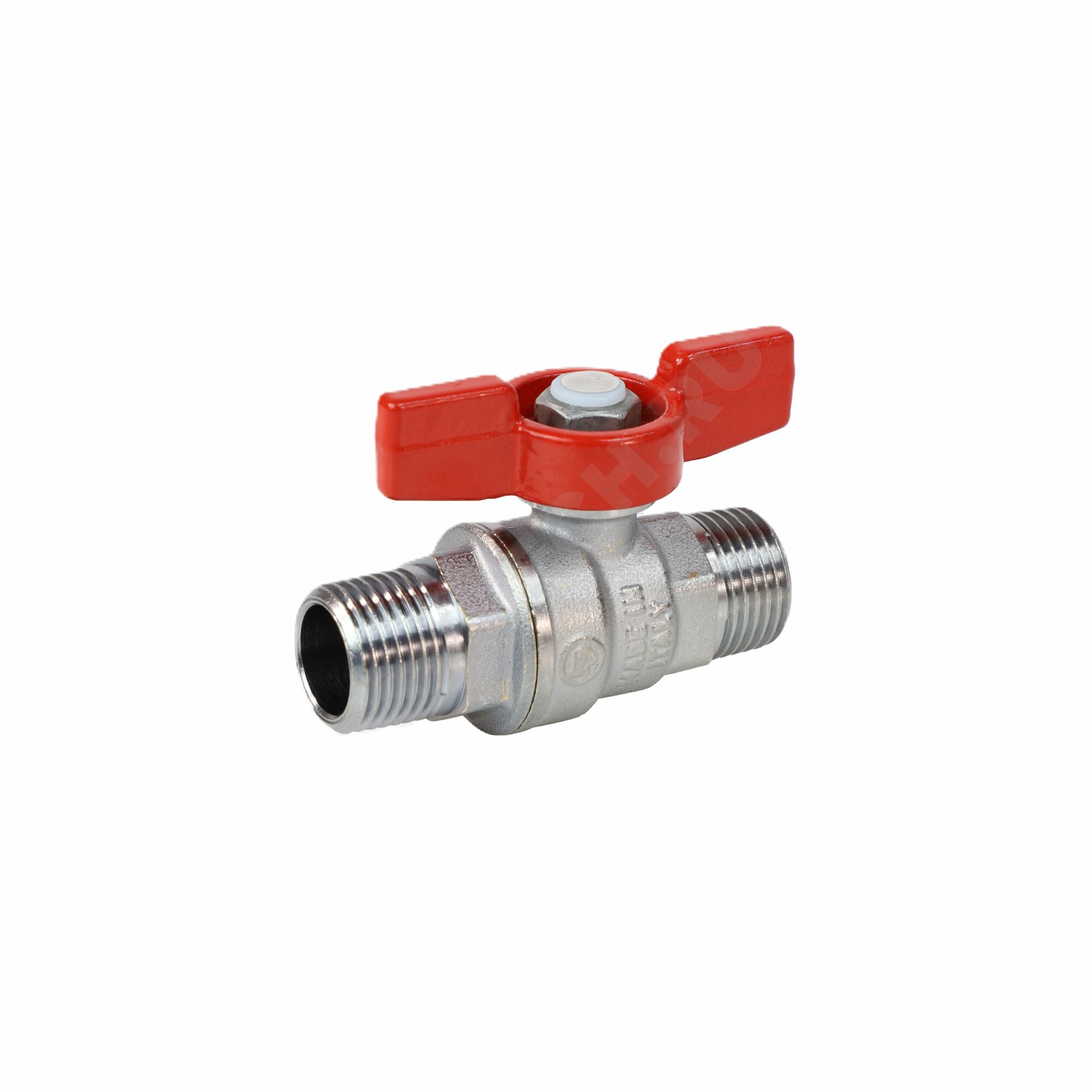 Кран шаровой латунь хром R253D Ду 10 Ру42 НР бабочка красная Giacomini R253X002