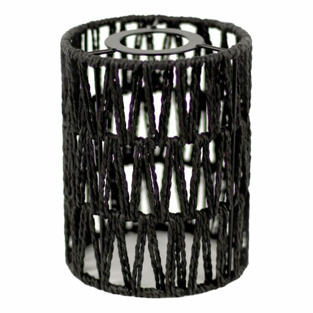 Черный абажур из бумажной веревки, высота 15 см