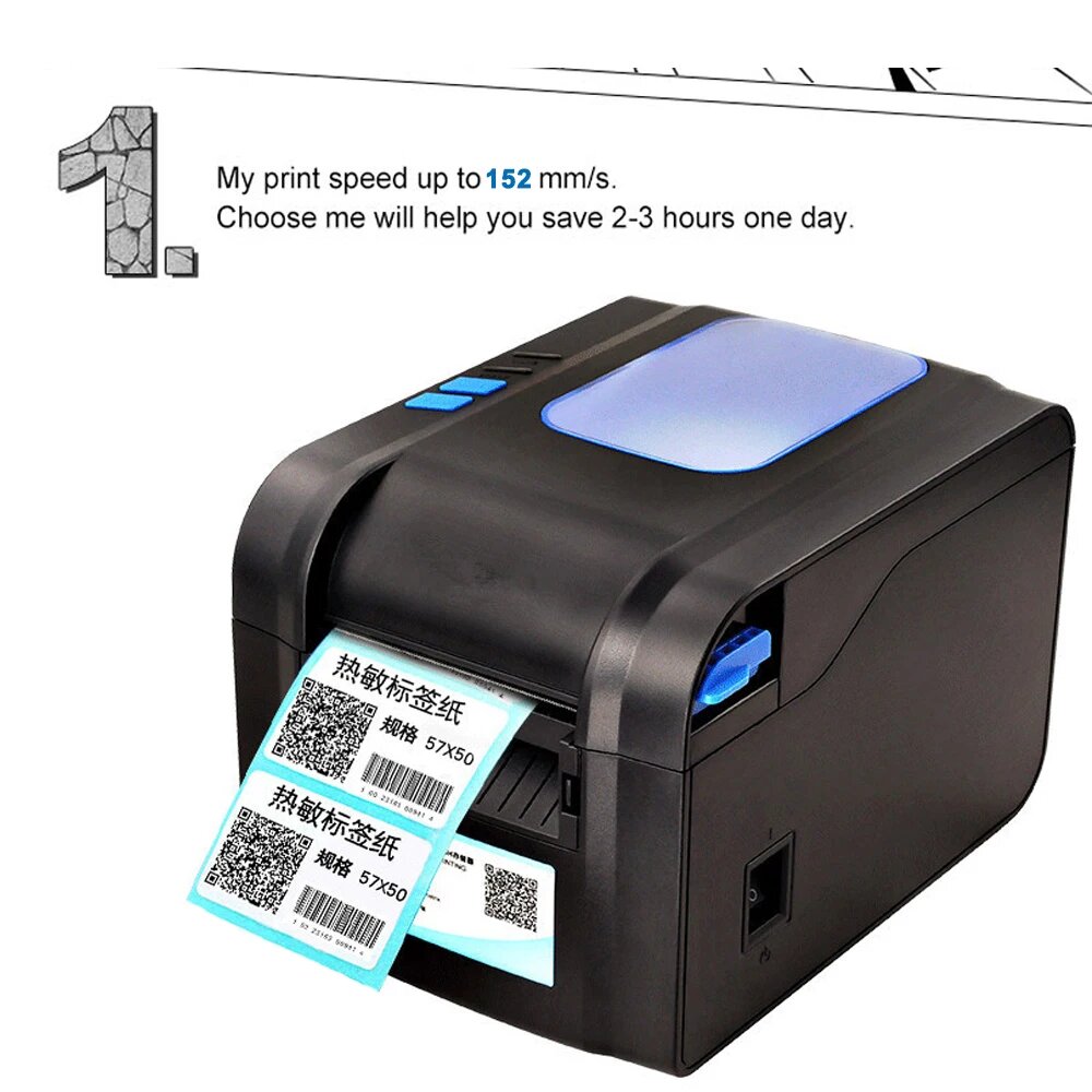 Термопринтер Xprinter XP-370B с автопоением, USB, EU — фото 1