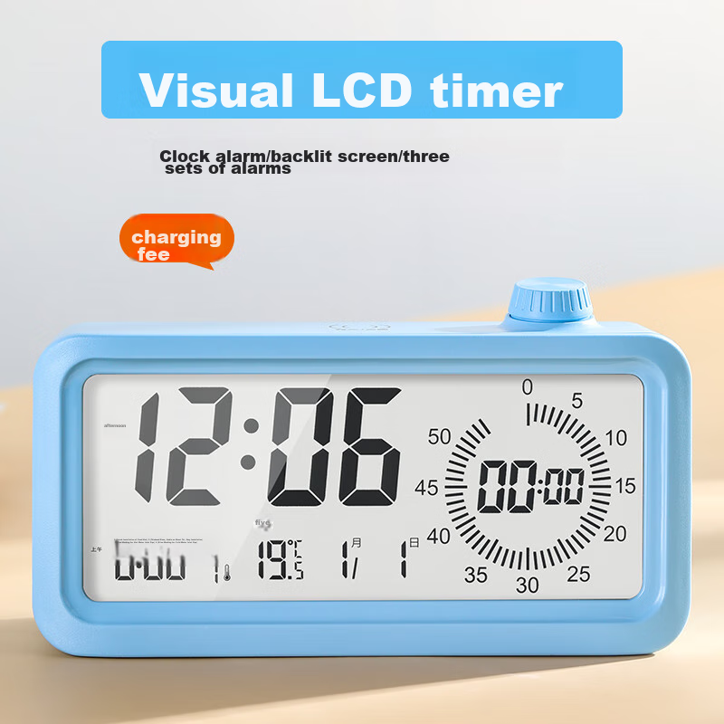 Compas Electronic Student Alarm Clock, Visual Timer, Children's Countdown Time Management Device, 2318 Blue, Rechargeable Model