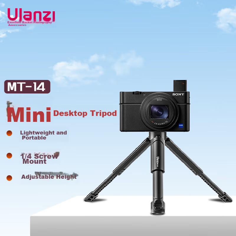 Ulanzi MT-14 Extendable Mini Desktop Tripod, Portable Multifunctional Tripod, Selfie Stick, Handheld Camera Photography, Phone Live Streaming Stand