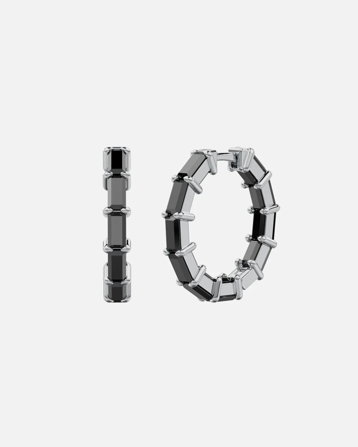 Серьги конго, серебро, 925 проба, фианит