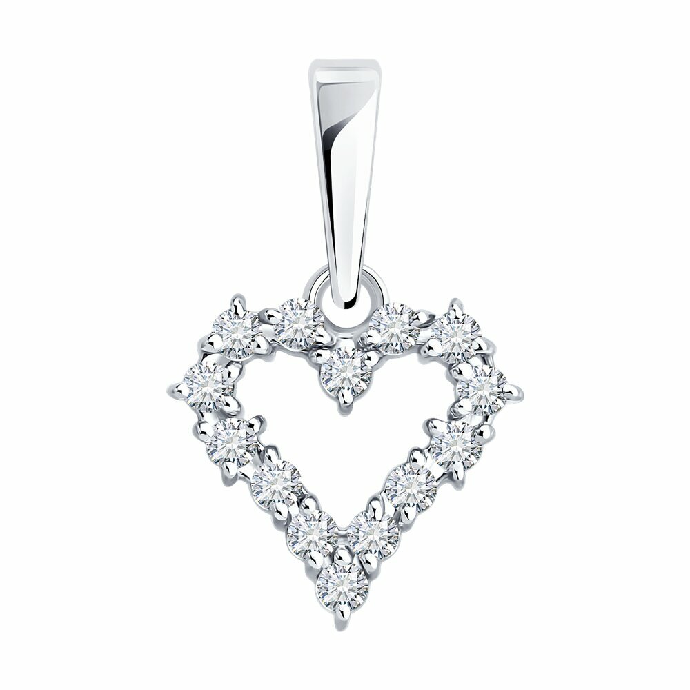 Подвеска, белое золото, 585 проба, бриллиант синтетический
