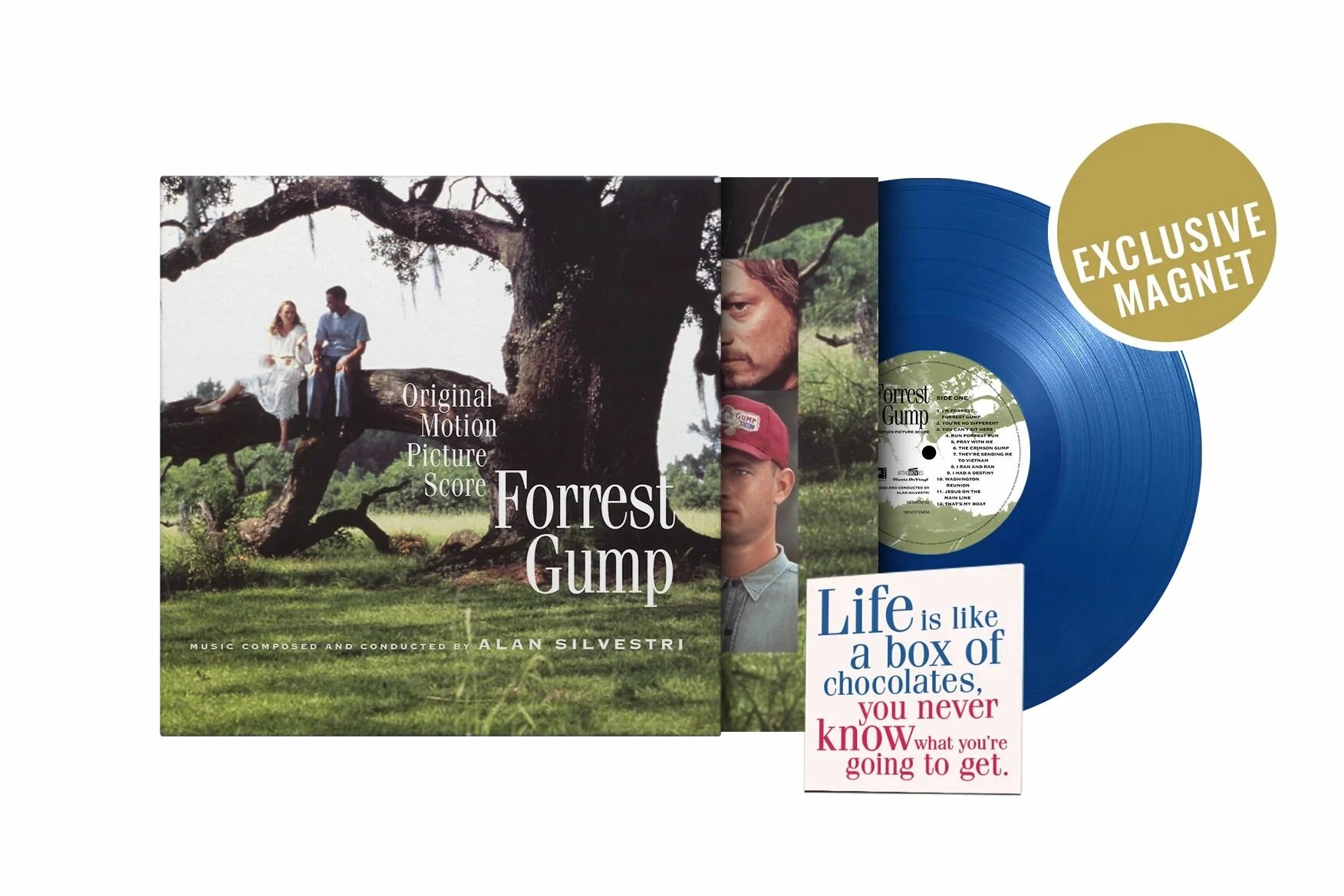 Форрест Гамп OST (500шт в мире Blue, 30th Anniversary Limited Soundtrack) Ультра Редкая, Синяя Виниловая Пластинка, Саундтрек-Фильм Forrest Gump + Эксклюзивный Магнит