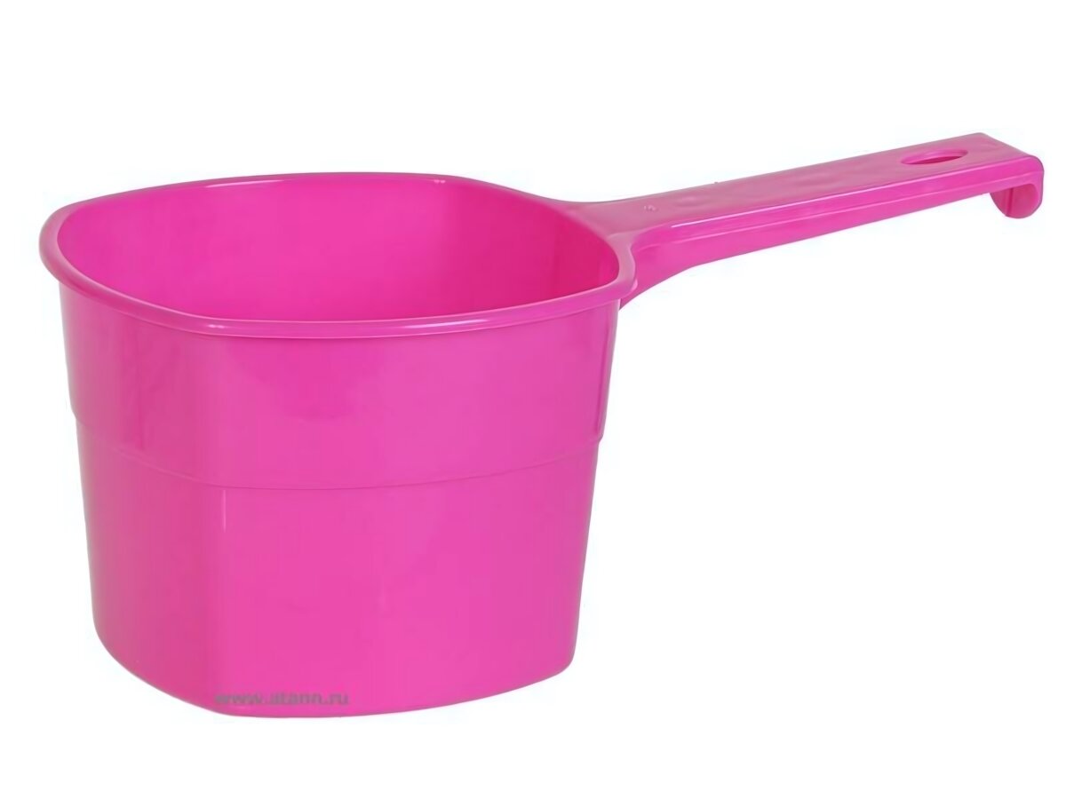 Ковш пластиковый 1,5 л с ручкой, пищевой, для жидкостей, ярко-розовый