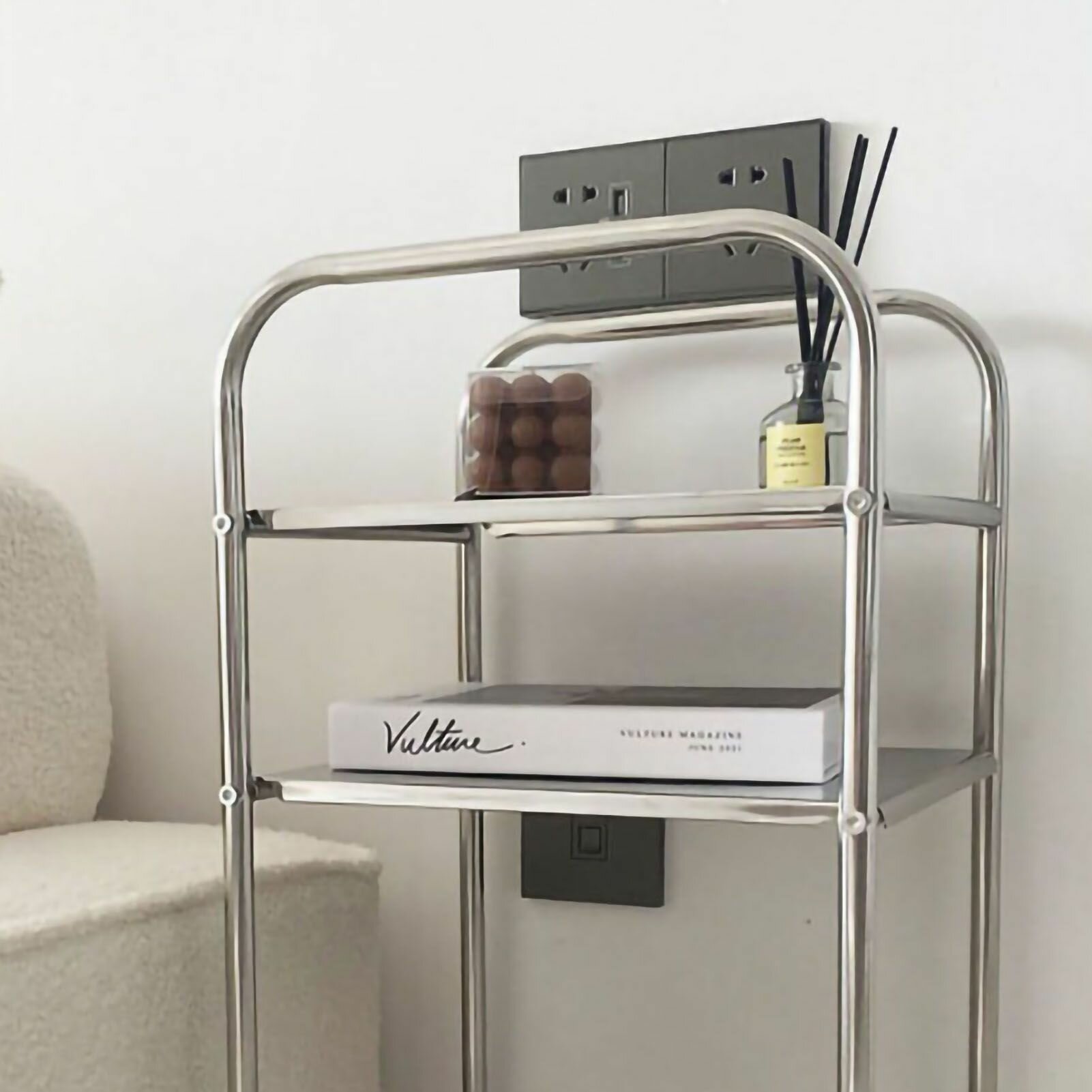 Стеллаж для хранения, нержавеющая сталь, 3 яруса, серебристый, 31 см x 28 см*64cm