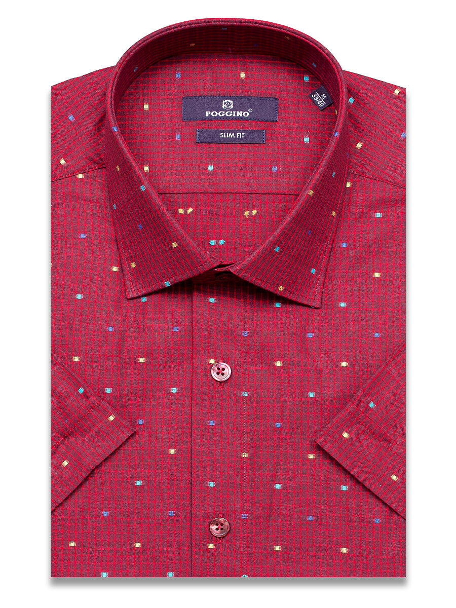 Рубашка приталенная с коротким рукавом