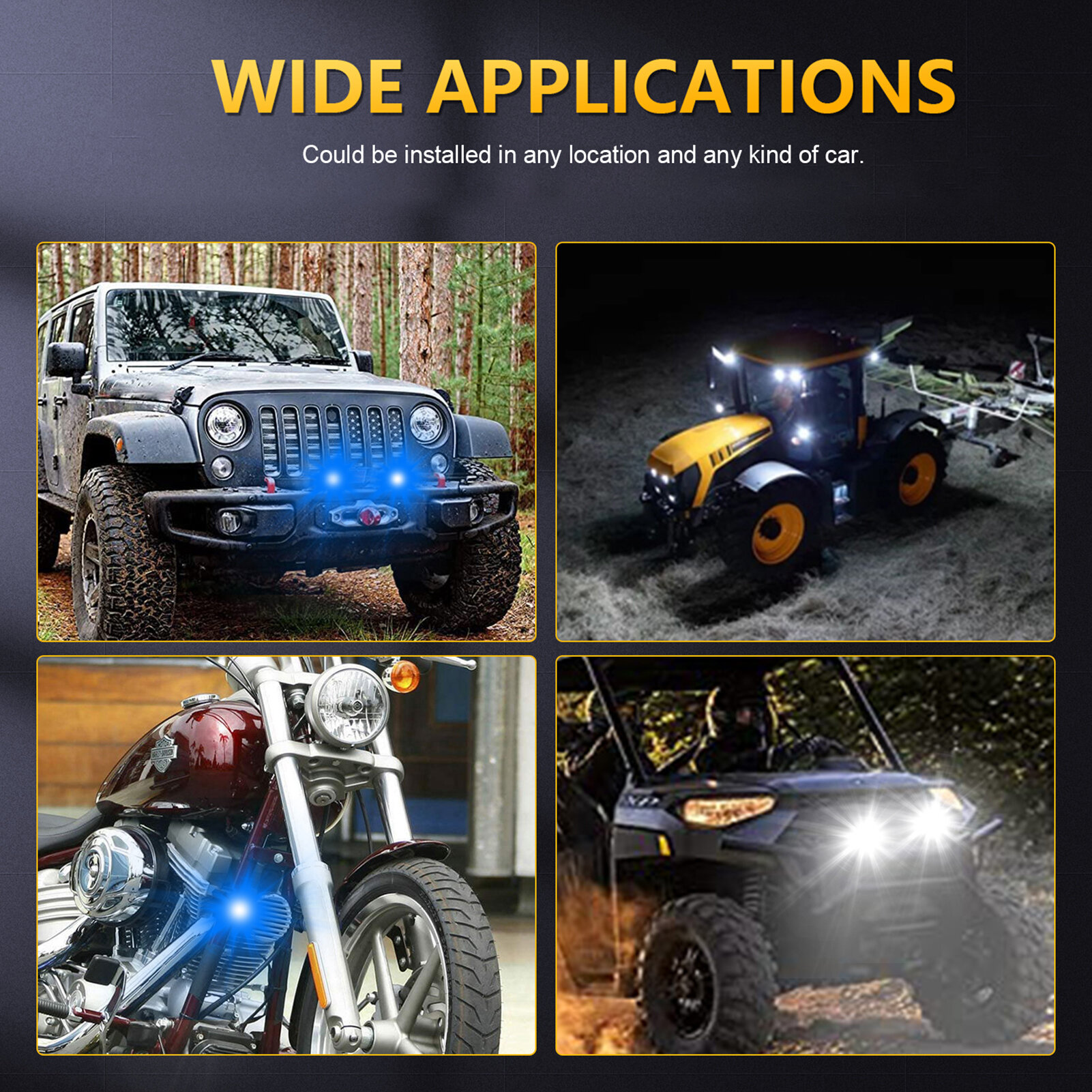 Светодиодные фары для мотоциклов, 60 Вт, 6000 К, суперяркие прожекторы, водонепроницаемые противотуманные фары для автомобилей, тракторов, грузовиков, квадроциклов, внедорожников, лодок (синий свет, 2 шт. в упаковке)
