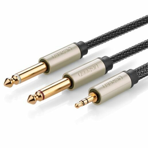Кабель UGREEN AV126 (10615) 3.5mm TRS to Dual 6.35mm TS Audio Cable. Длина: 2 м. Цвет: серый