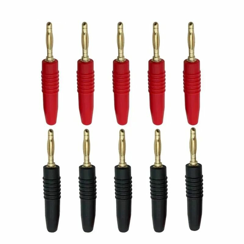 20 шт. 2 мм разъем типа «банан», штекер типа «банан», разъемы для аудиокабелей, красные, черные
