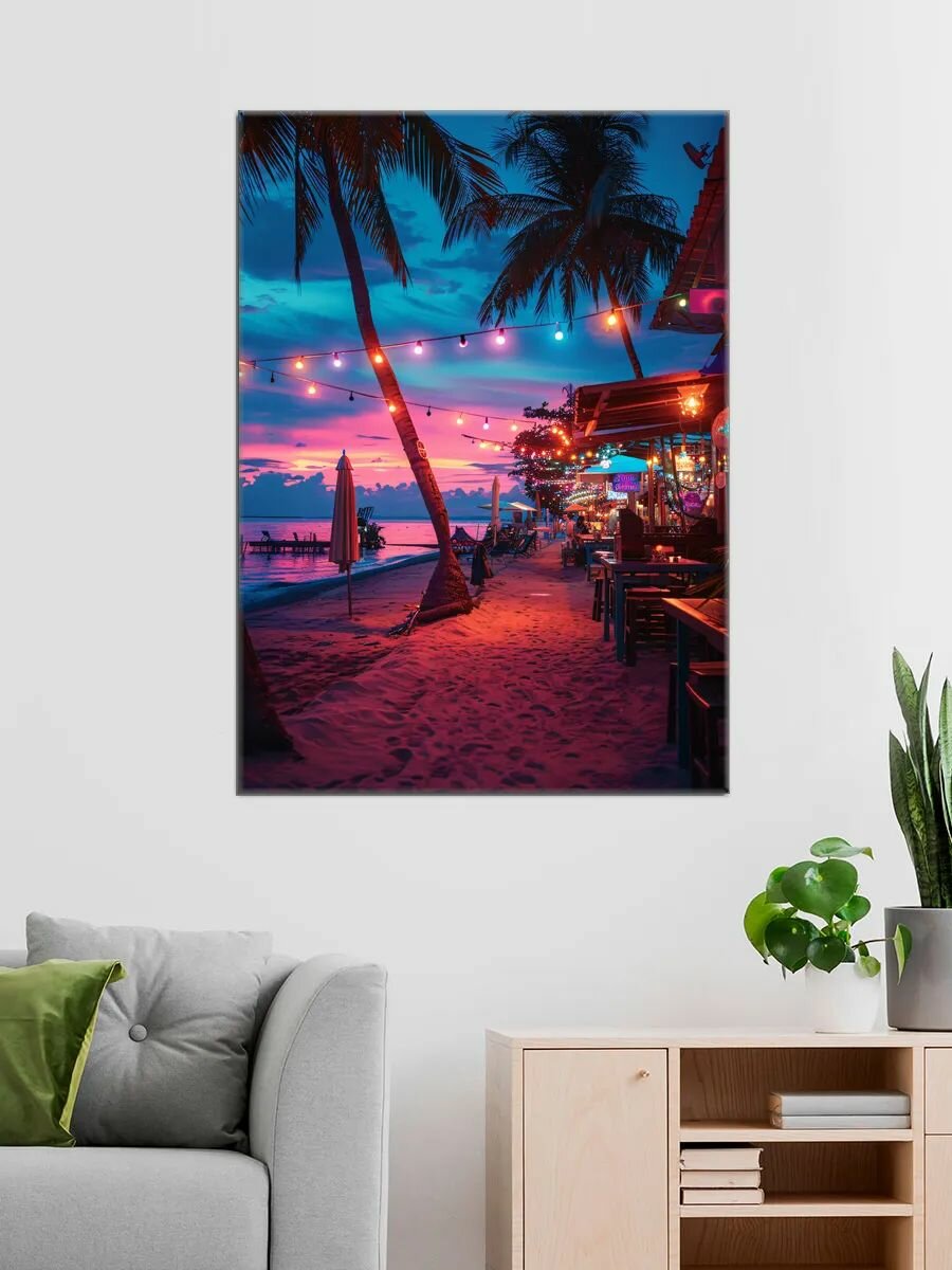 Картина на стену "Неоновый город", 30х40 см